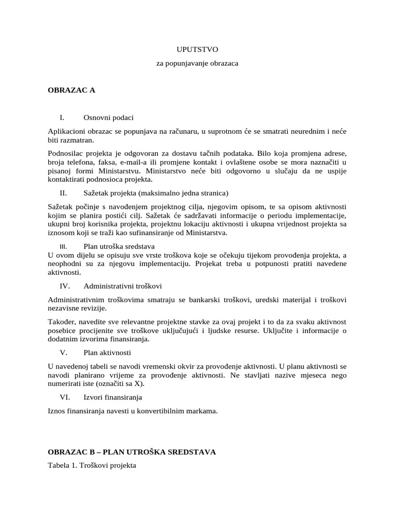 UPUTSTVO Bosanski | PDF