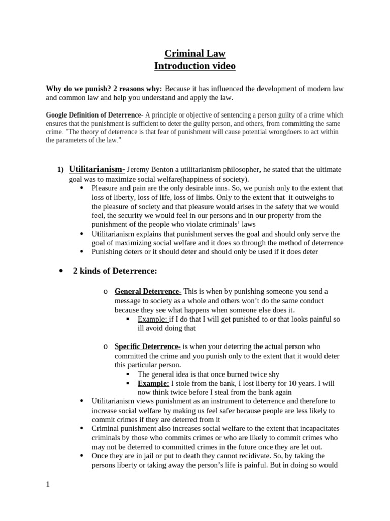 Criminal Law Video | PDF | Mens Rea | Causation (Law)