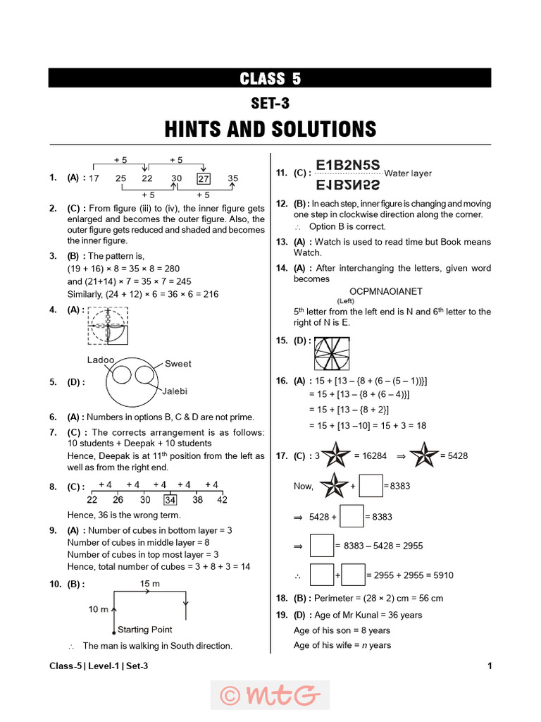 imo-level1-solution-class-5-set-3 | PDF | Area | Geometry
