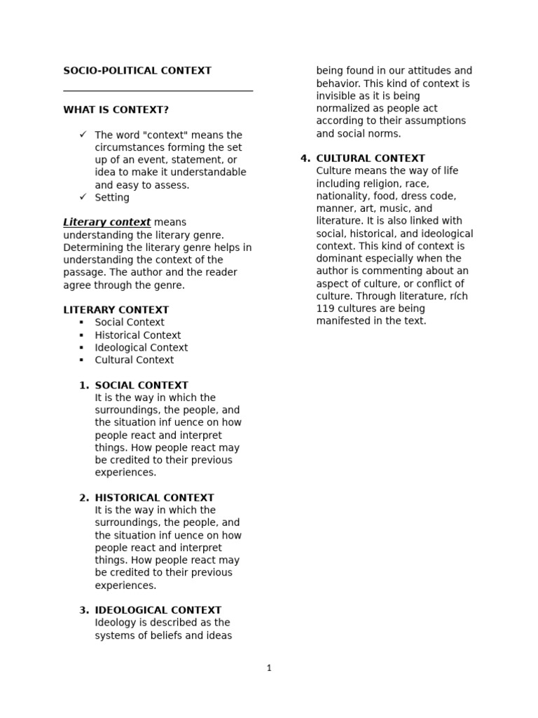 Socio Political Context | PDF