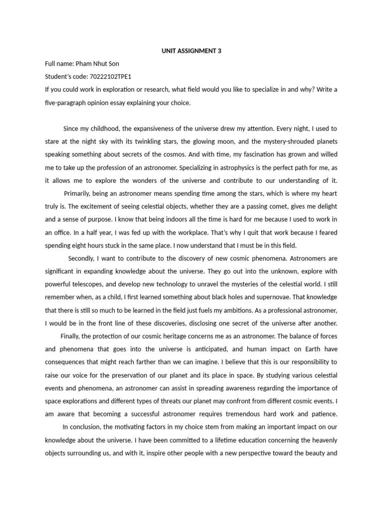 UNIT ASSIGNMENT 3 - Pham Nhut Son - DV4 | PDF | Universe | Space