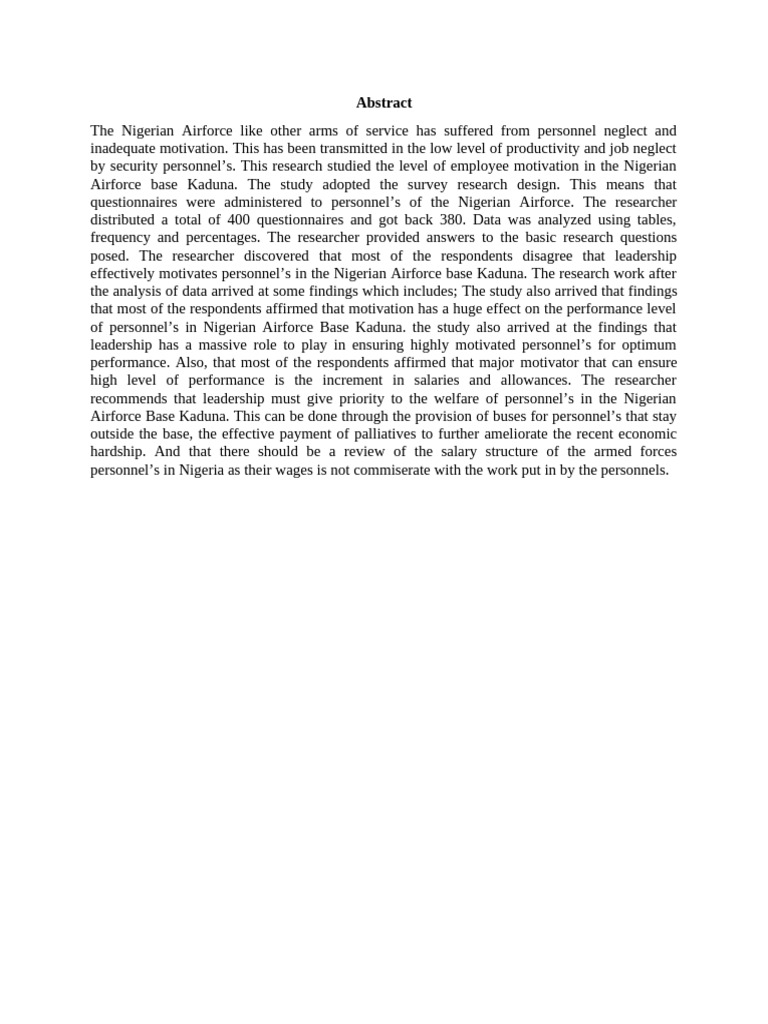 Abstract Motivation of Personnels | PDF