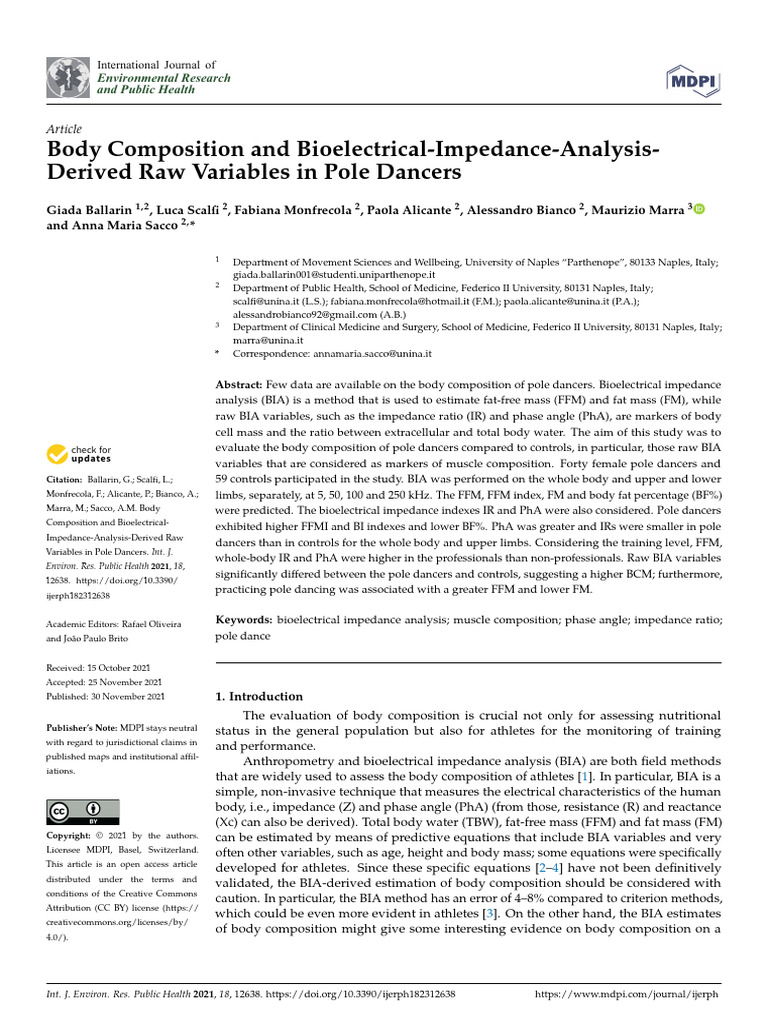 Body Composition and Bioelectrical-Impedance-Analysis-Derived Raw ...