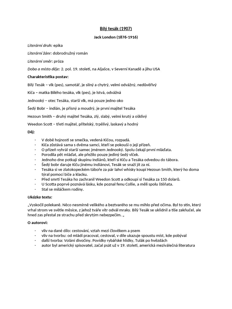 Bílý Tesák | PDF