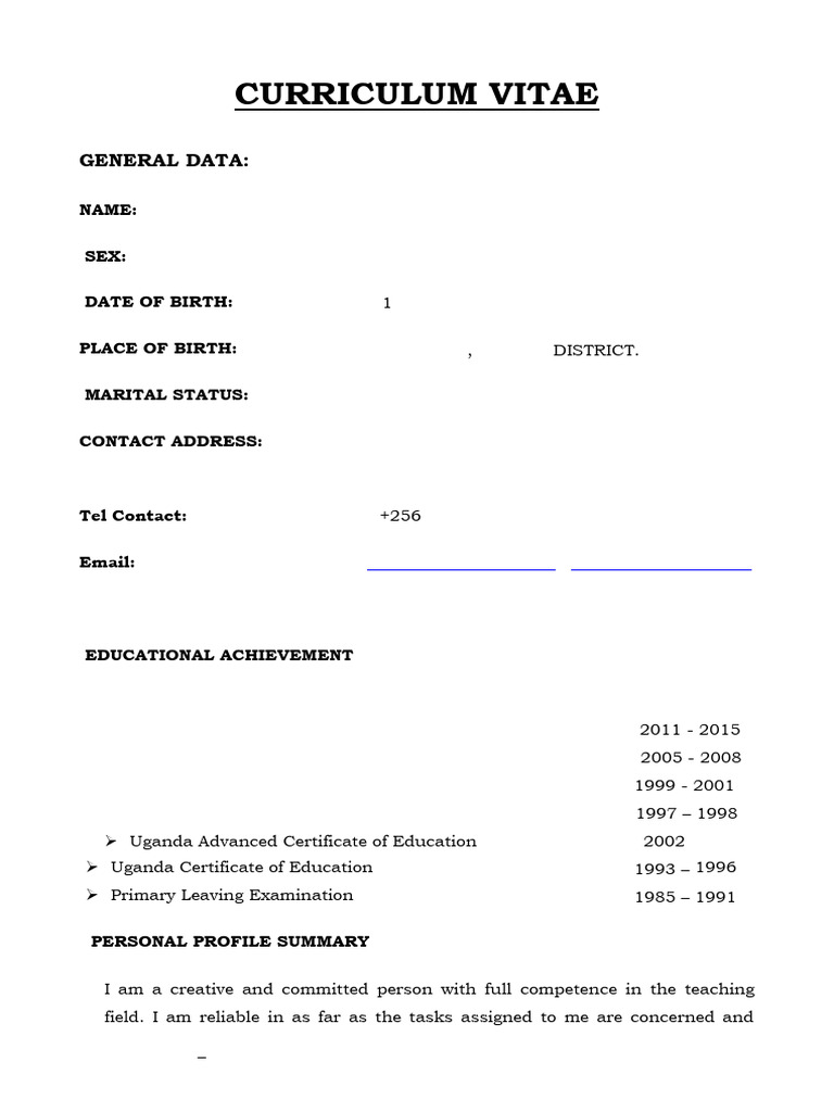 Majariwa David CV | PDF | Linguistics | Thesis
