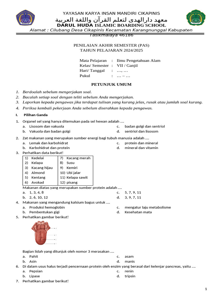 SOAL IPA KELAS 8 sem 1 | PDF