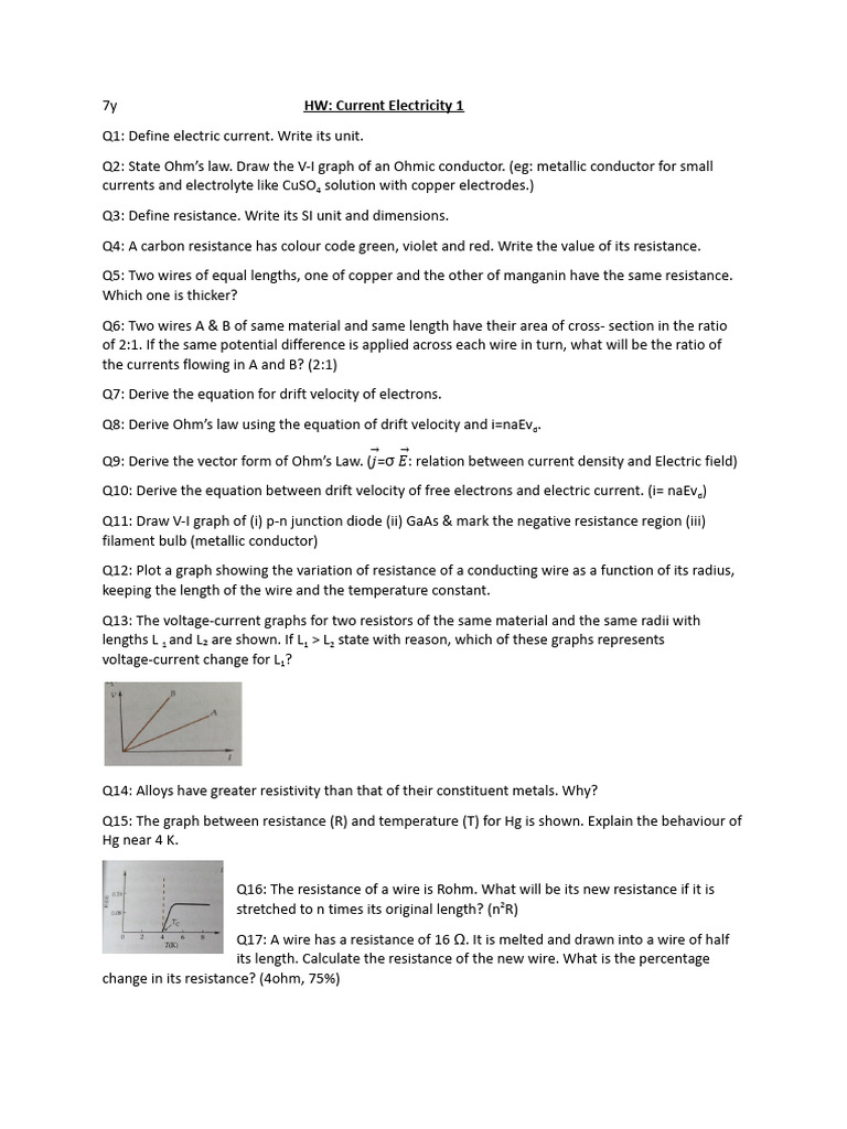 I Am Sharing 'HW - Current Electricity 1' With You | PDF | Electrical ...