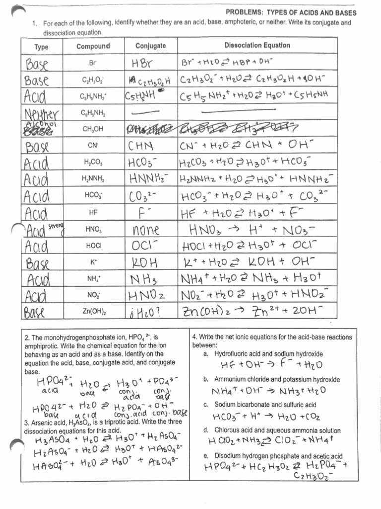 Types of Acids and Bases Problems | PDF