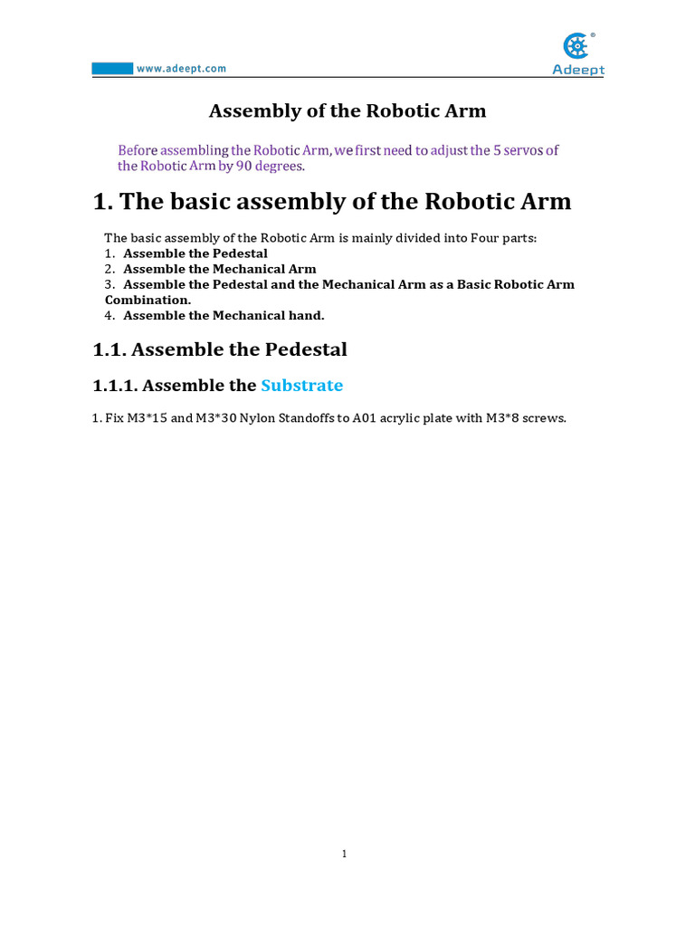 Robotic Arm Assembly Guide | PDF | Machines | Manufactured Goods
