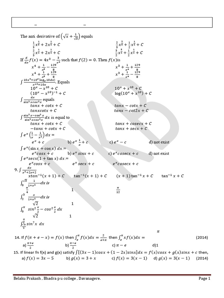Integrals | PDF
