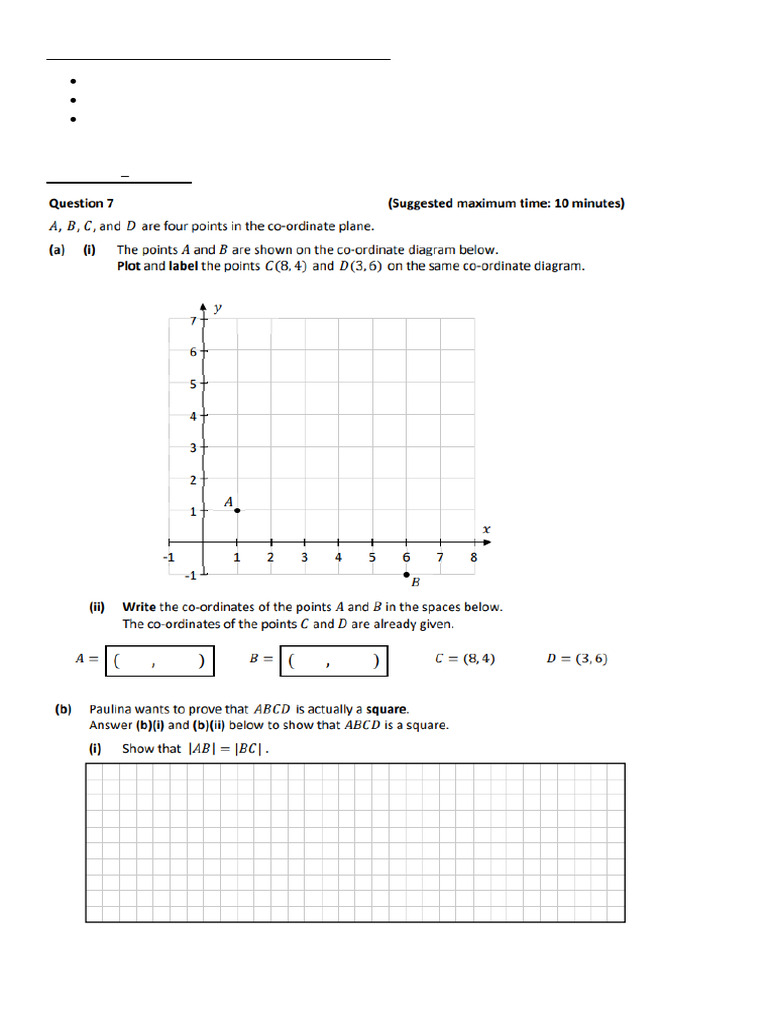 Co ordinate Geometry Exam Paper Worksheet | PDF