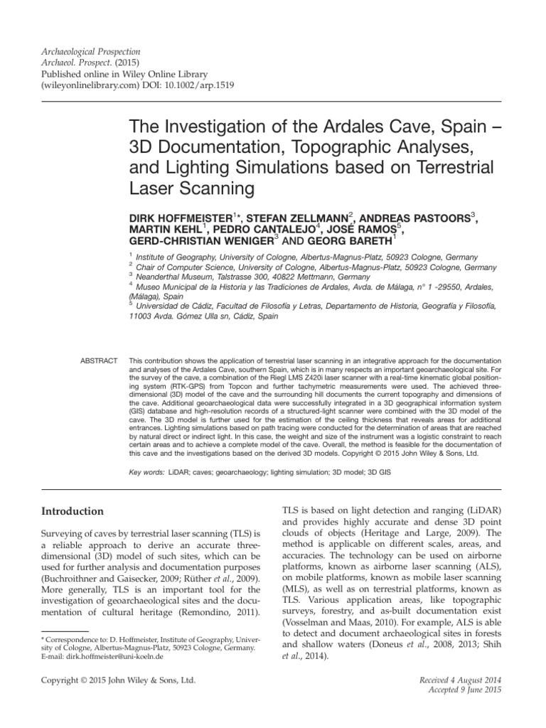 The Investigation of The Ardales Cave SP | PDF | Lidar | 3 D Computer ...