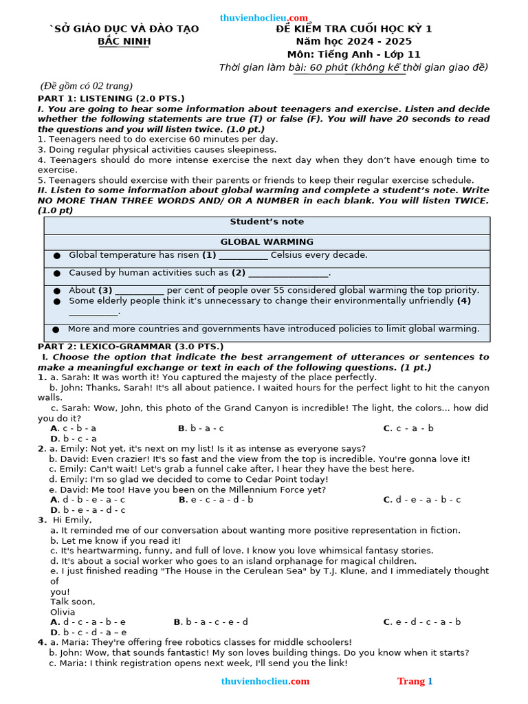 thuvienhoclieu.com-De-kiem-tra-cuoi-HK1-Tieng-Anh-11-SO-GD-Bac-Ninh-24-25 | PDF | Carbon ...