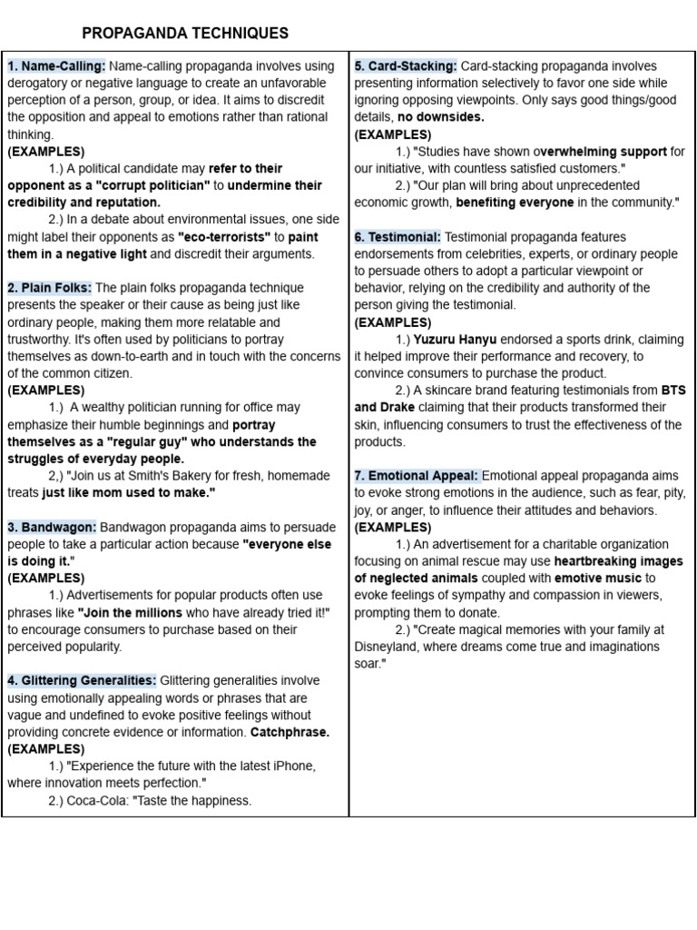 english 3rd qt reviewr | PDF | Propaganda | Emotions