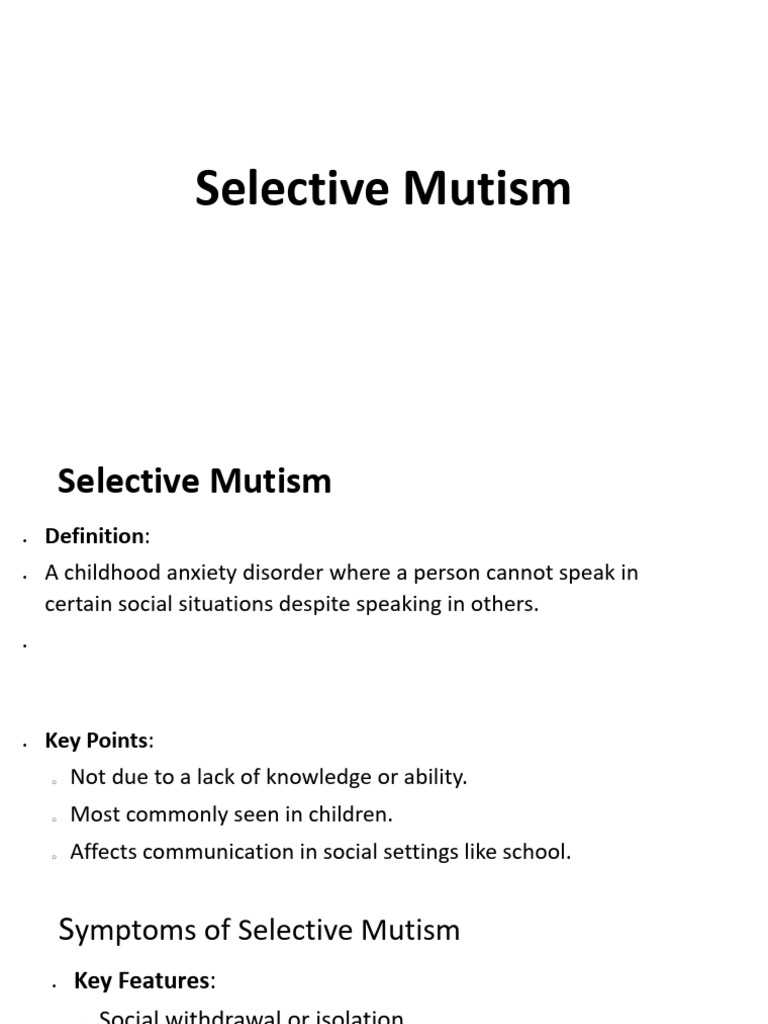 Slides on Mutism_classification | PDF | Mental Disorder | Diagnostic ...