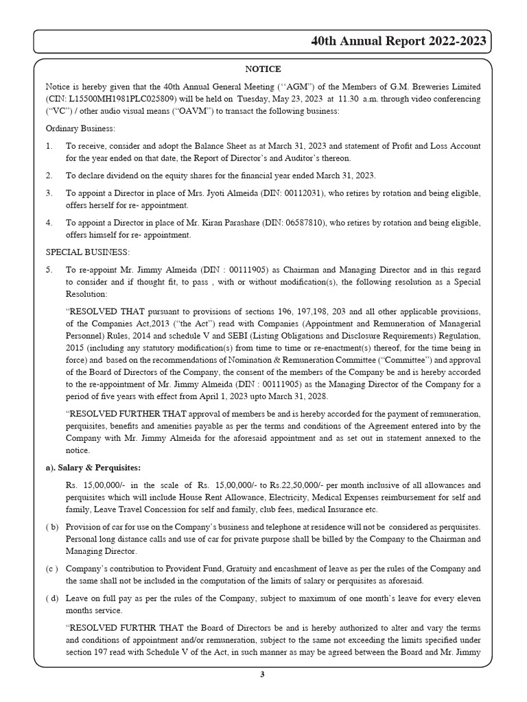 Notice of 40th AGM 22-23 | PDF | Login | Dividend