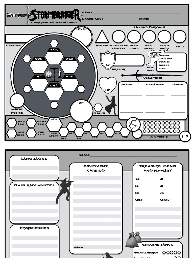 Dark Fantasy RPG Character Sheet | PDF