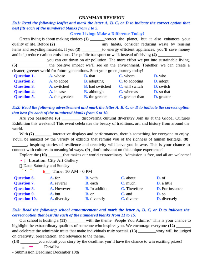 (E12) Grammar Revision | PDF | Urbanization | Natural Environment