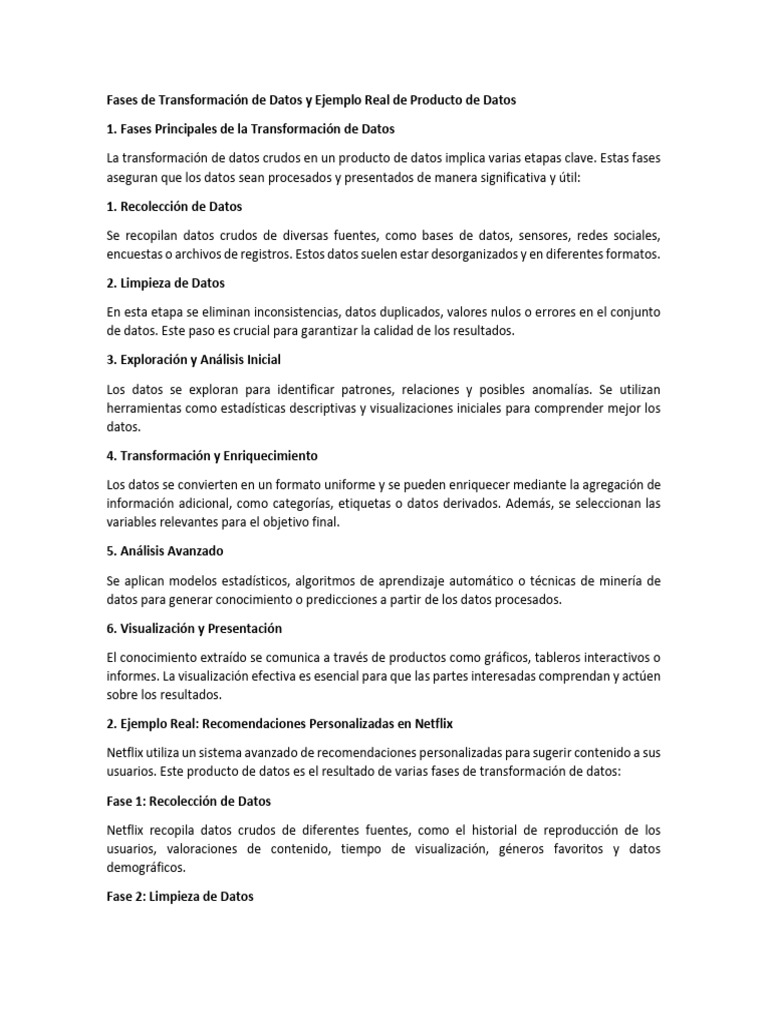 Fases de Transformación de Datos en Netflix | PDF | Netflix | Estadísticas