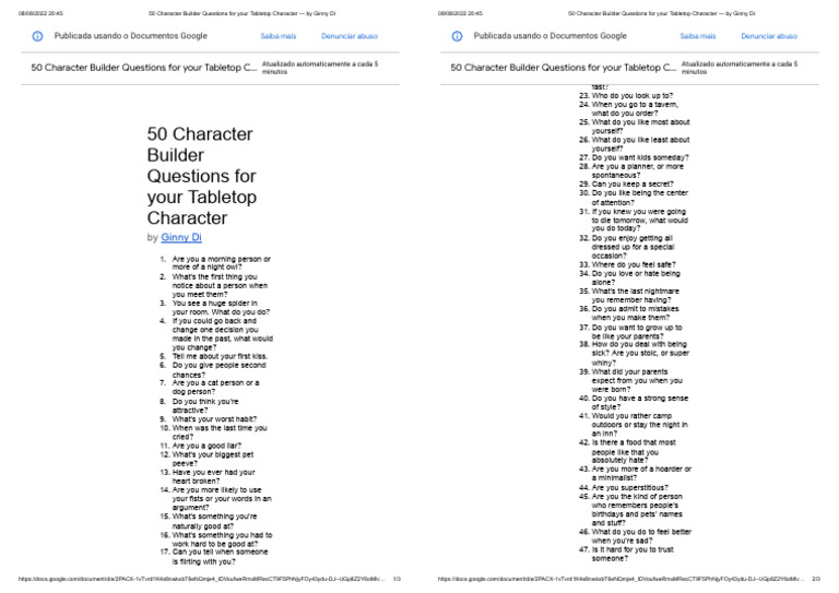 50 Character Builder Questions For Your Tabletop Character - by Ginny ...