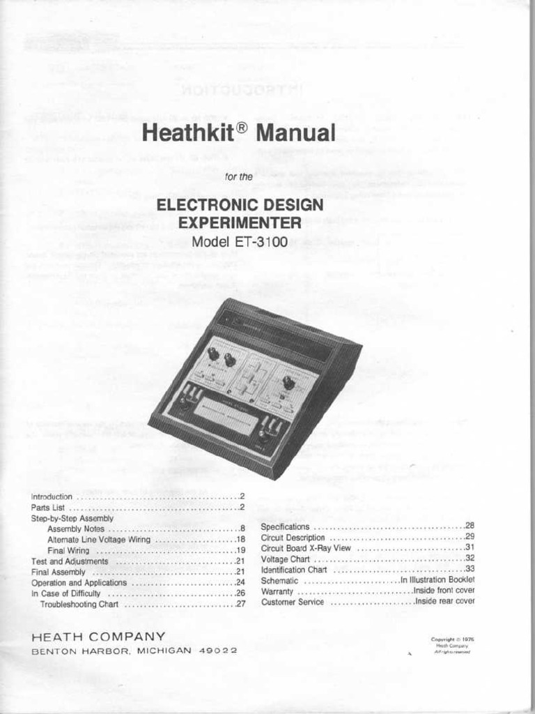 Heathkit Manual For The Electronic Design Experimenter Model ET3100 | PDF