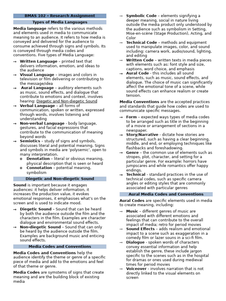 Week 1 - Research Assignment | PDF | Sound | Genre