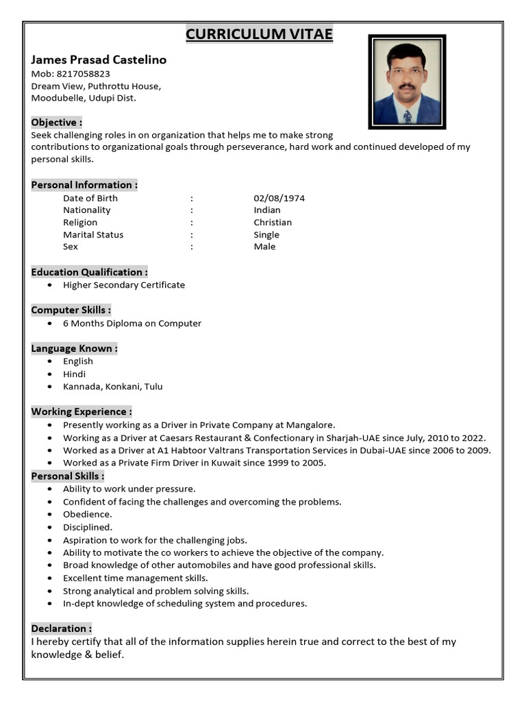 CURRICULUM VITAE james prasad 1 | PDF