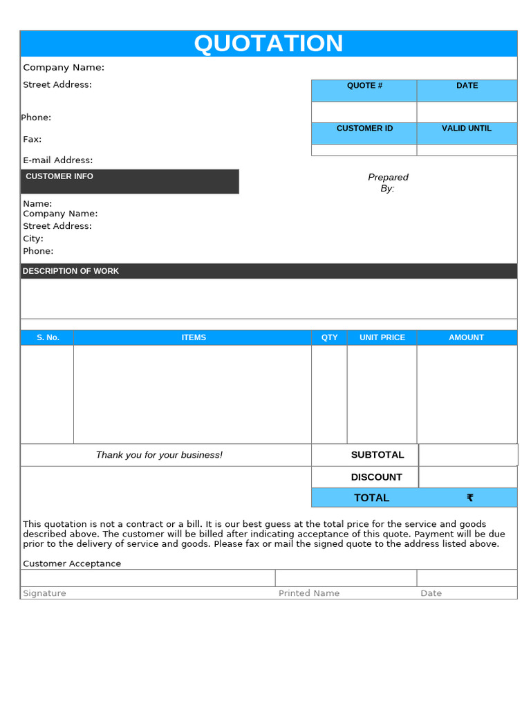 GST Quotation Template in Word | PDF