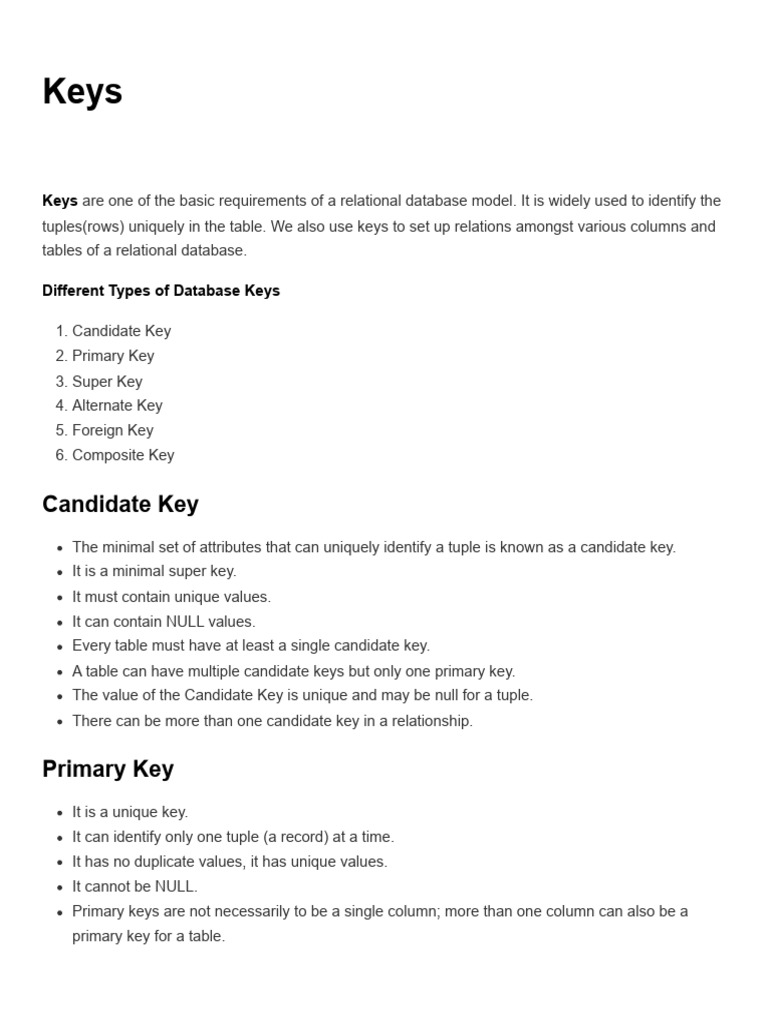 03. Keys | PDF | Relational Model | Table (Database)
