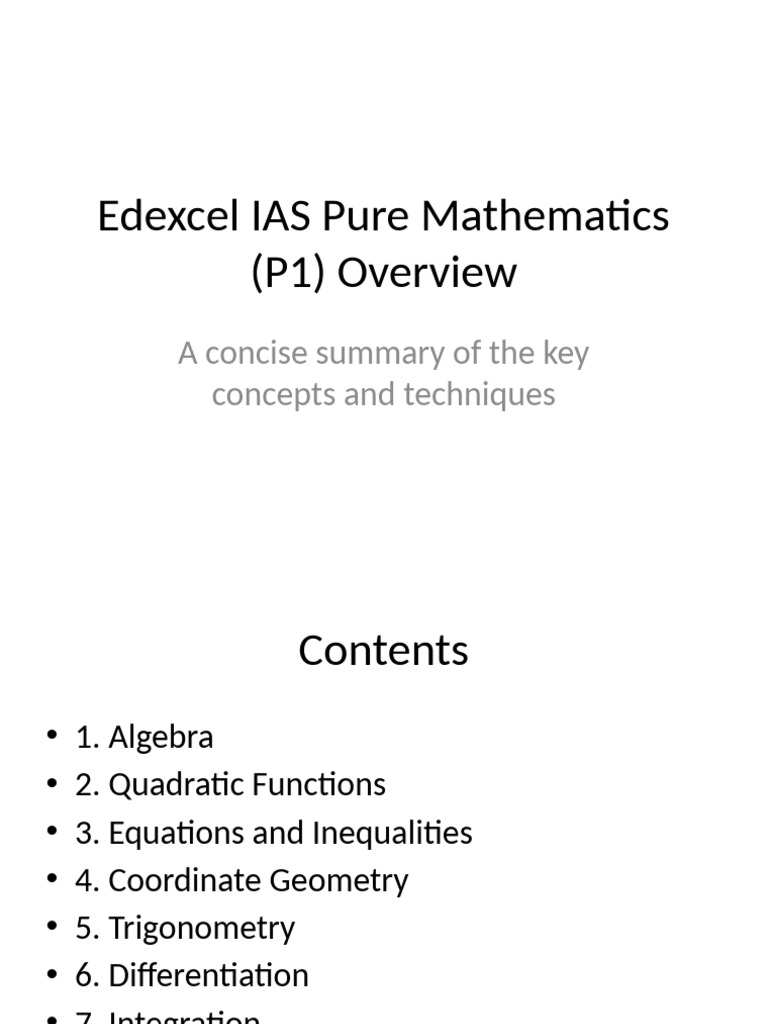Edexcel IAS P1 Summary | PDF