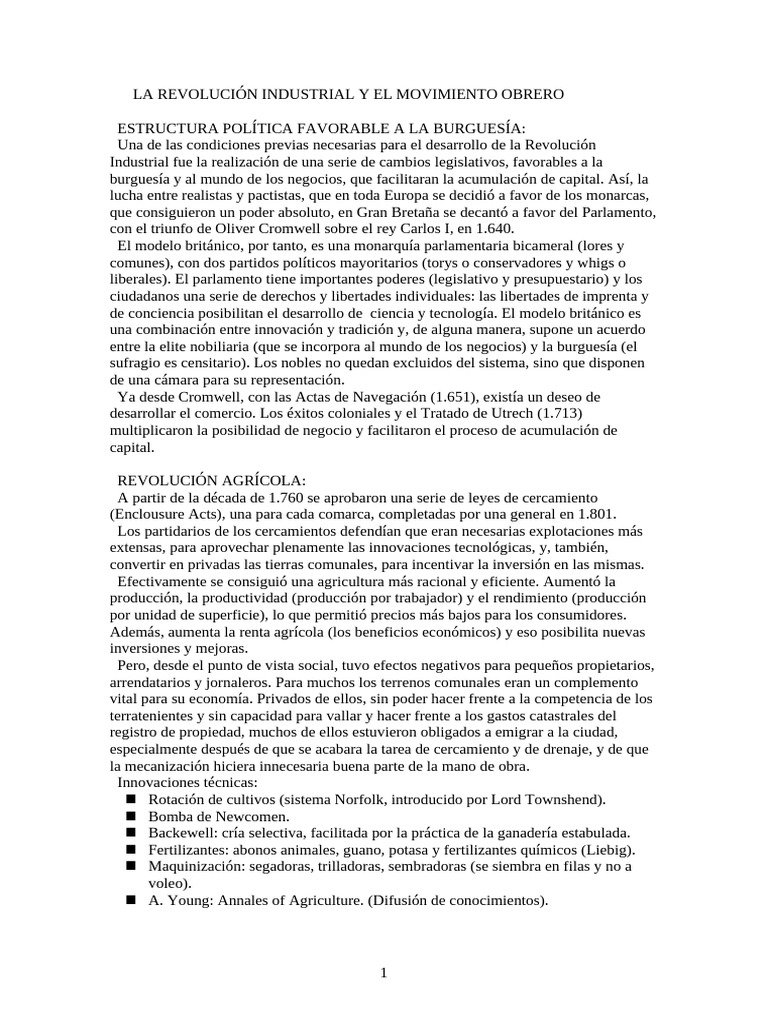 La Revolución Industrial y El Movimiento Obrero | PDF | Anarquismo ...