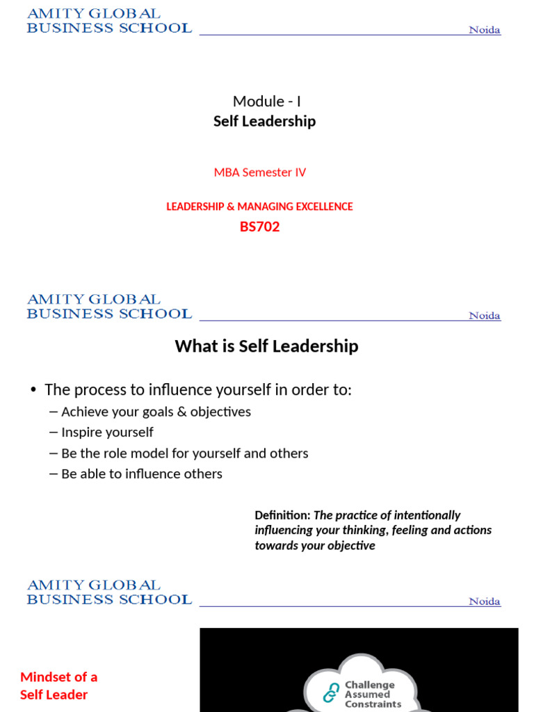 Module I Self Leadership | PDF