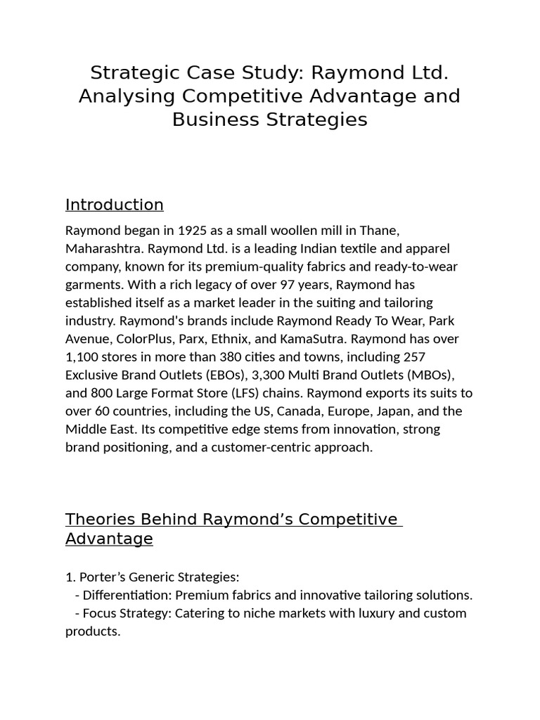 Raymond Case Study | PDF | Brand | Competitive Advantage