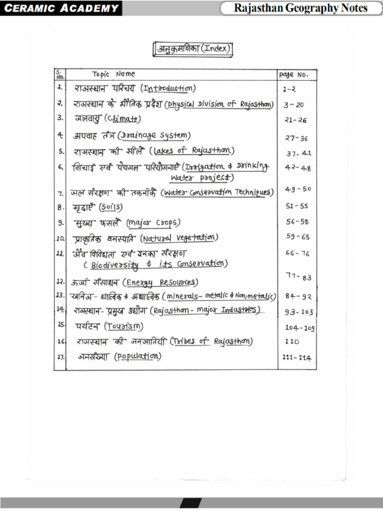 Rajasthan Geography Notes | PDF