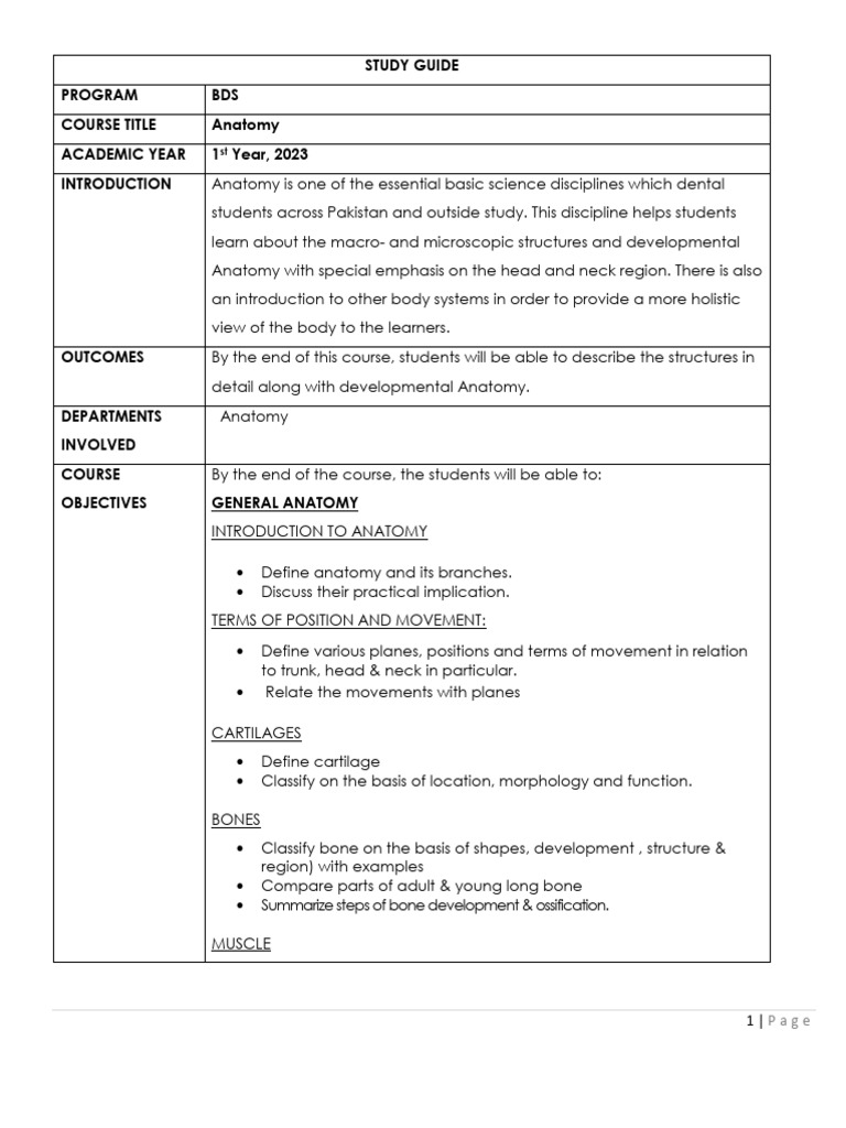 Study Guide BDS - Anatomy 2023-I | PDF | Fetus | Brainstem