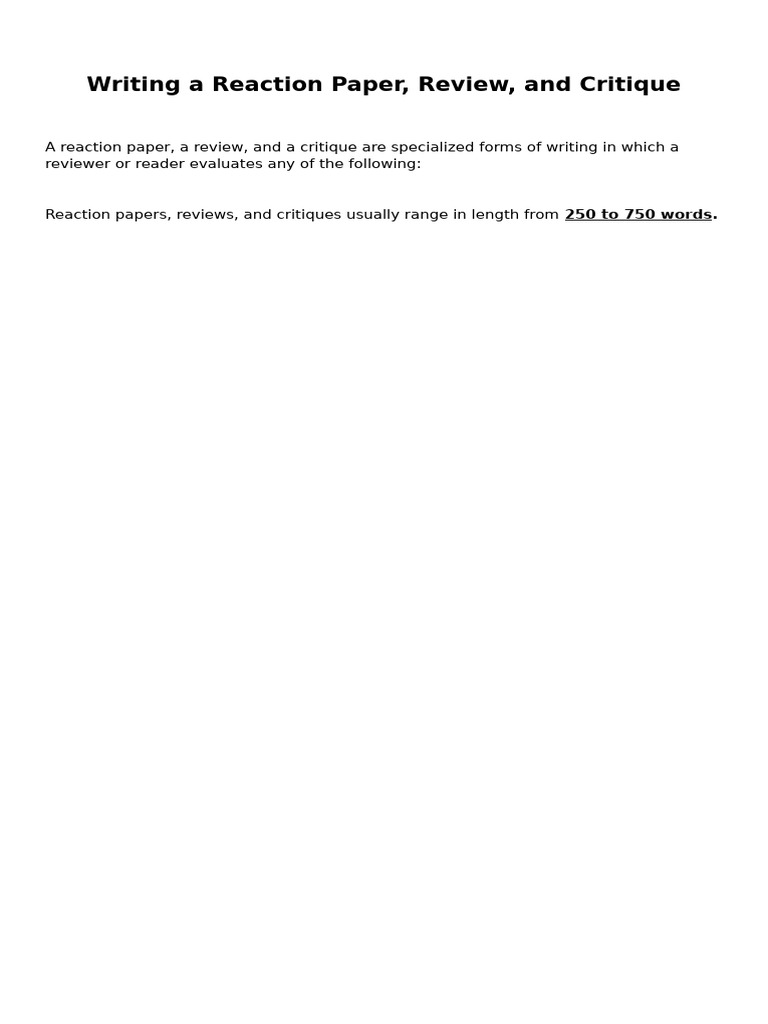 Writing Reaction Papers & Reviews | PDF