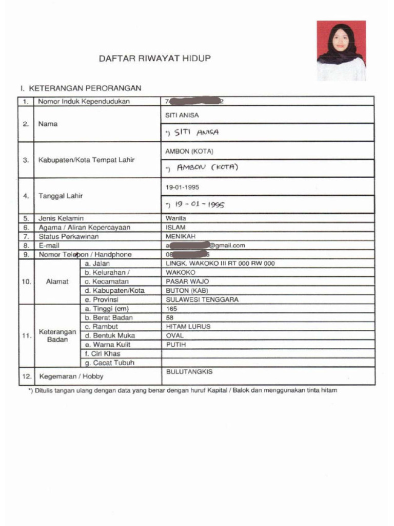 Contoh DRH Perorangan | PDF