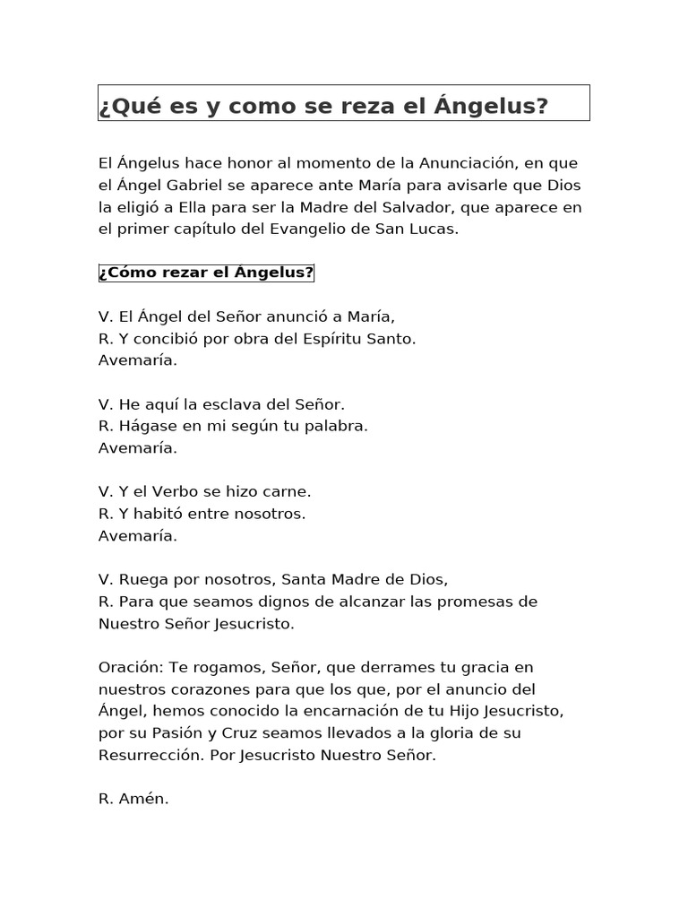 Qué Es y Como Se Reza El Ángelus | PDF