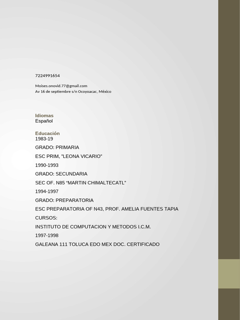 Curriculum Moises | PDF