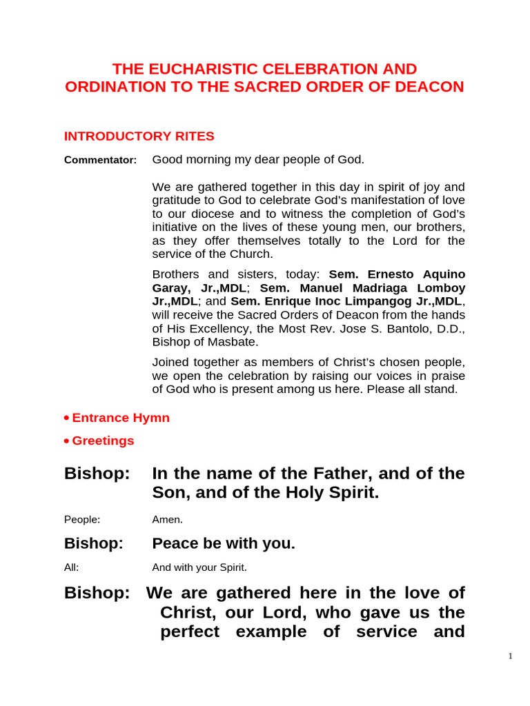 Rites-for-the-Ordination of Deacons | PDF | Eucharist | Deacon