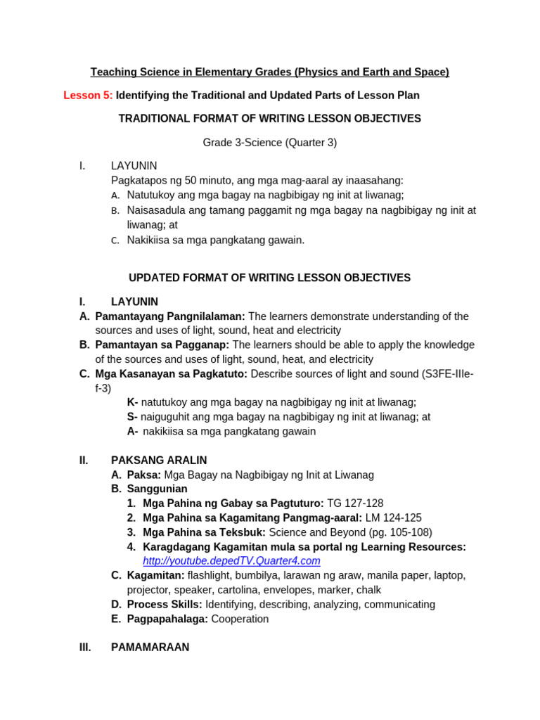 LESSON-5-SCIENCE | PDF | Learning | Curriculum