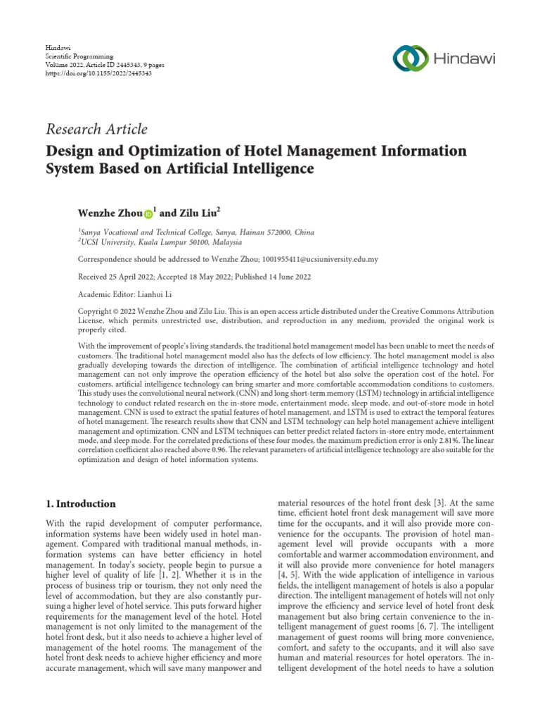 9. Design and Optimization of Hotel Management Information System Based ...