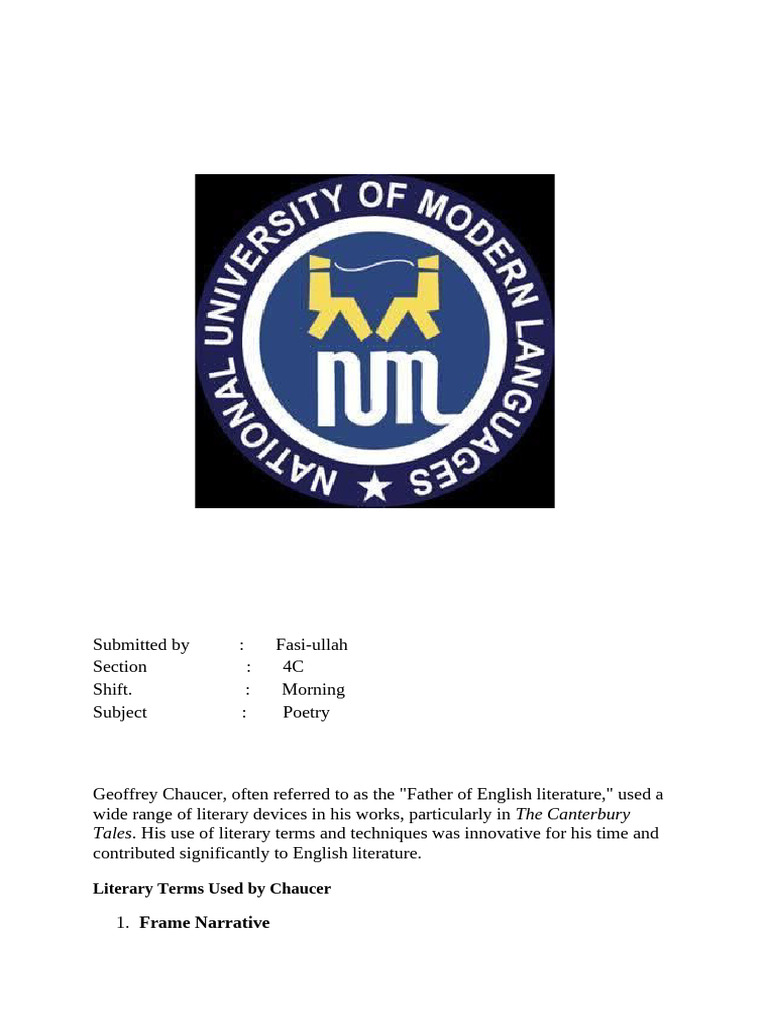 Poetry Assignment. 3-4-5 | PDF | The Canterbury Tales