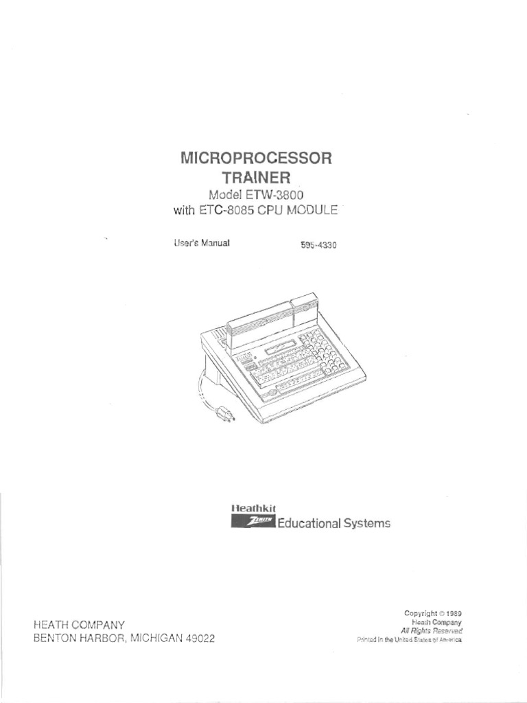 Heathkit Manual For The Microprocessor Trainer Model ETW-3800 With ETC-8085 CPU Module | PDF