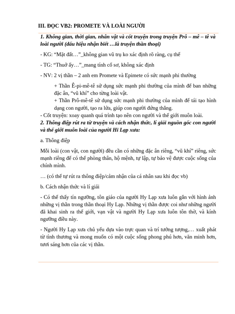 BÀI 1_VB2 PROMETE VÀ LOÀI NGƯỜI | PDF