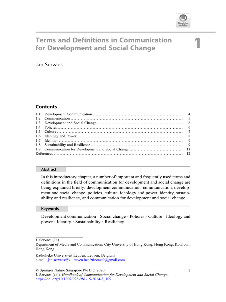 1 Terms and Definitions - Handbook of Communication For Development and Social Change - Jan ...