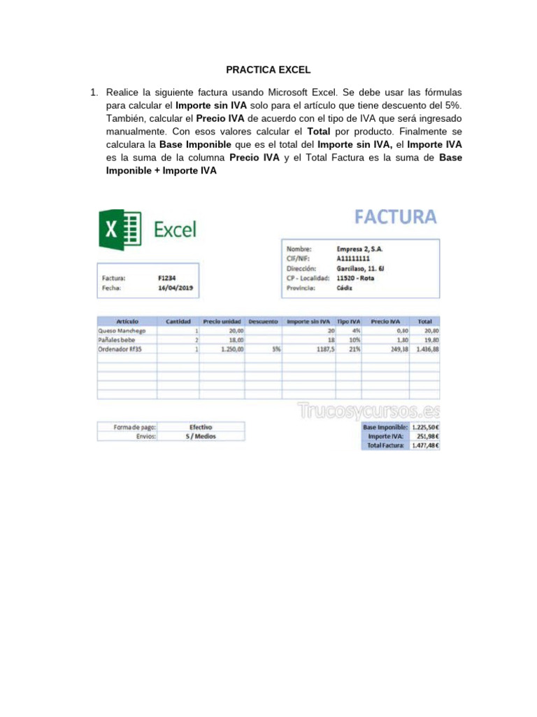Practica Excel | PDF