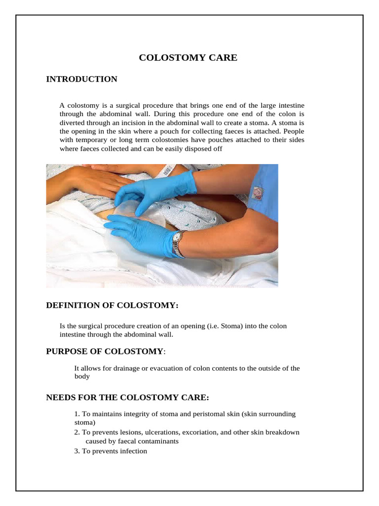 colostomy_care-1 | PDF | Gastrointestinal Tract | Clinical Medicine