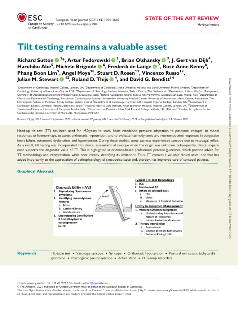 tilt table | PDF | Medical Diagnosis | Cardiovascular System
