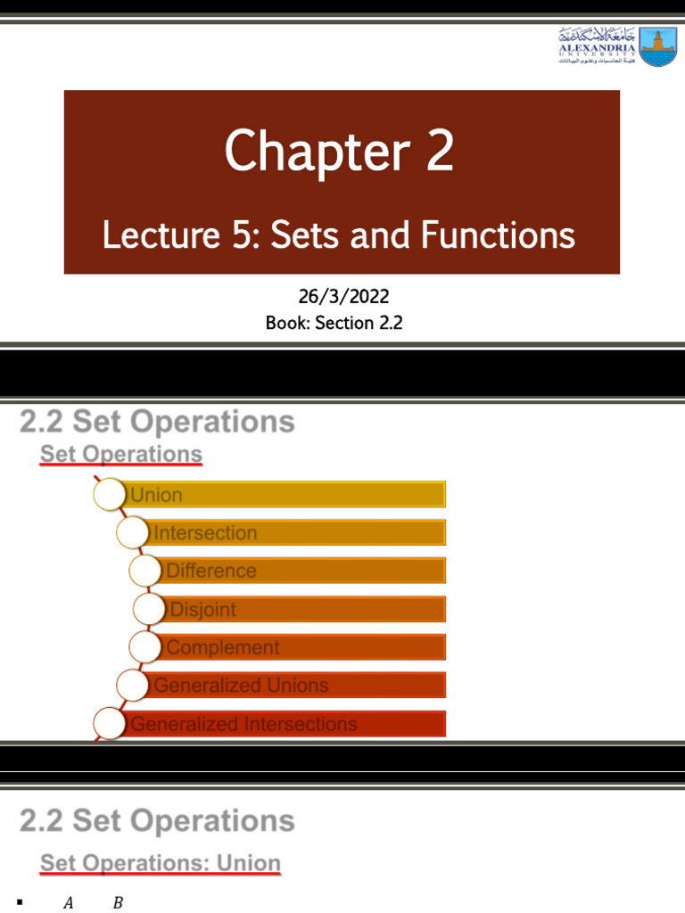 5 Chapter 2 - Lecture 2 Sets | PDF | Intersection (Set Theory) | Mathematical Logic